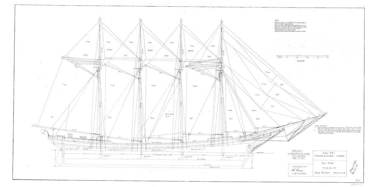 Four-Mast Schooners Sally Wren, Rosalie Hull, Irene S. Wilkinson, Mara ...